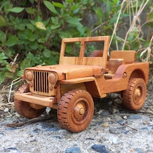 Handmade Wooden Jeep CJ-2A Model – Military 4x4 Collectible Car, Rustic ...
