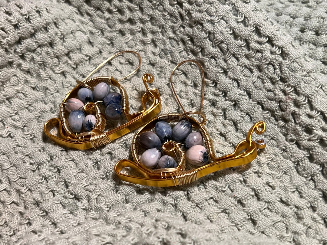 Copper Wire Wrapped Beaded Snail Earrings - Etsy