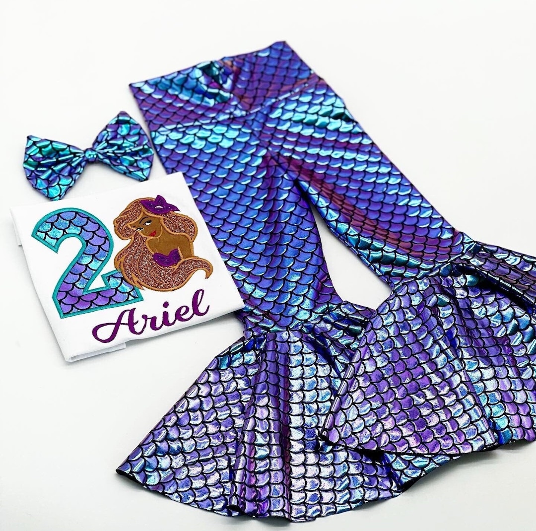 Mermaid Birthday Bell Bottom Outfit Set / Mermaid Birthday Number Shirt ...