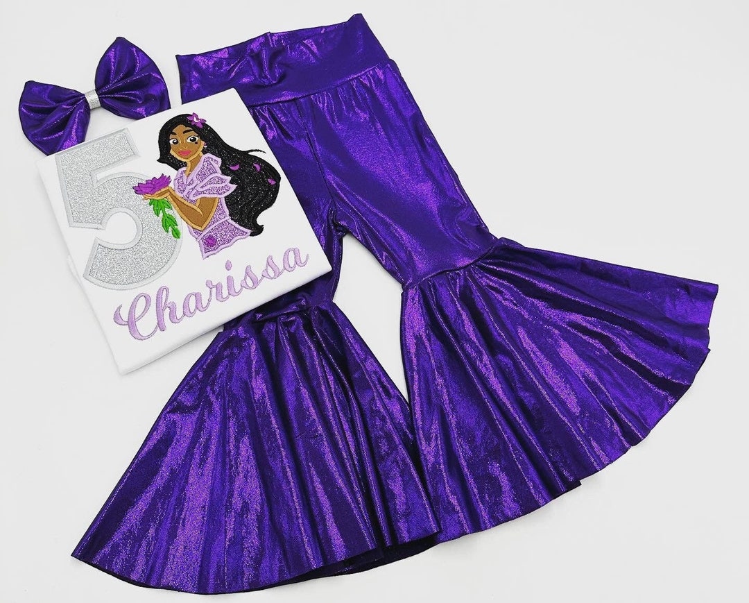 Girl Birthday Bell Bottom Outfit Set / Girl Birthday Shirt/ Purple Bell ...