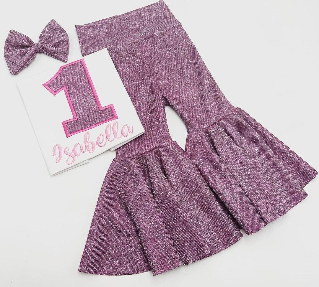 Girls Birthday Outfit Set / Rose Pink Number Shirt/ Rose Pink Bell ...