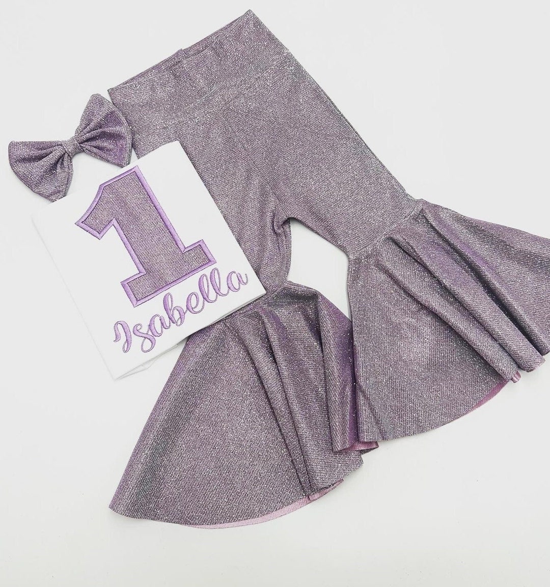 Girl's Birthday Bell Bottom Outfit Set / Girl's Birthday Number Shirt ...