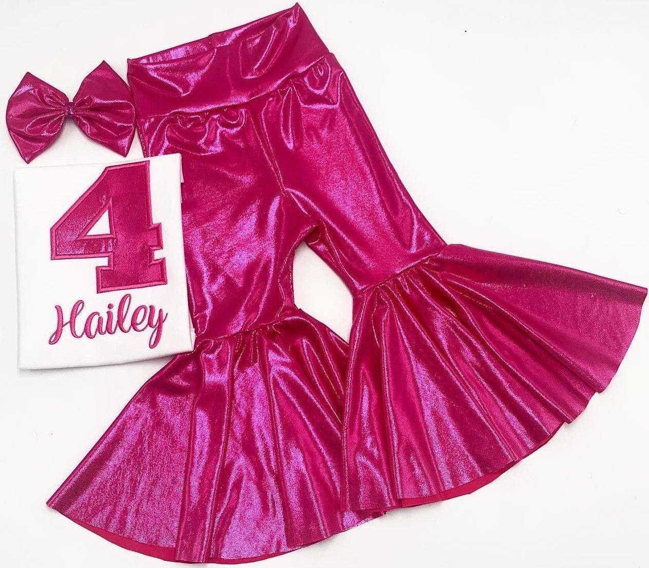 Girl's Birthday Bell Bottom Outfit Set / Girl's Birthday Number Shirt ...