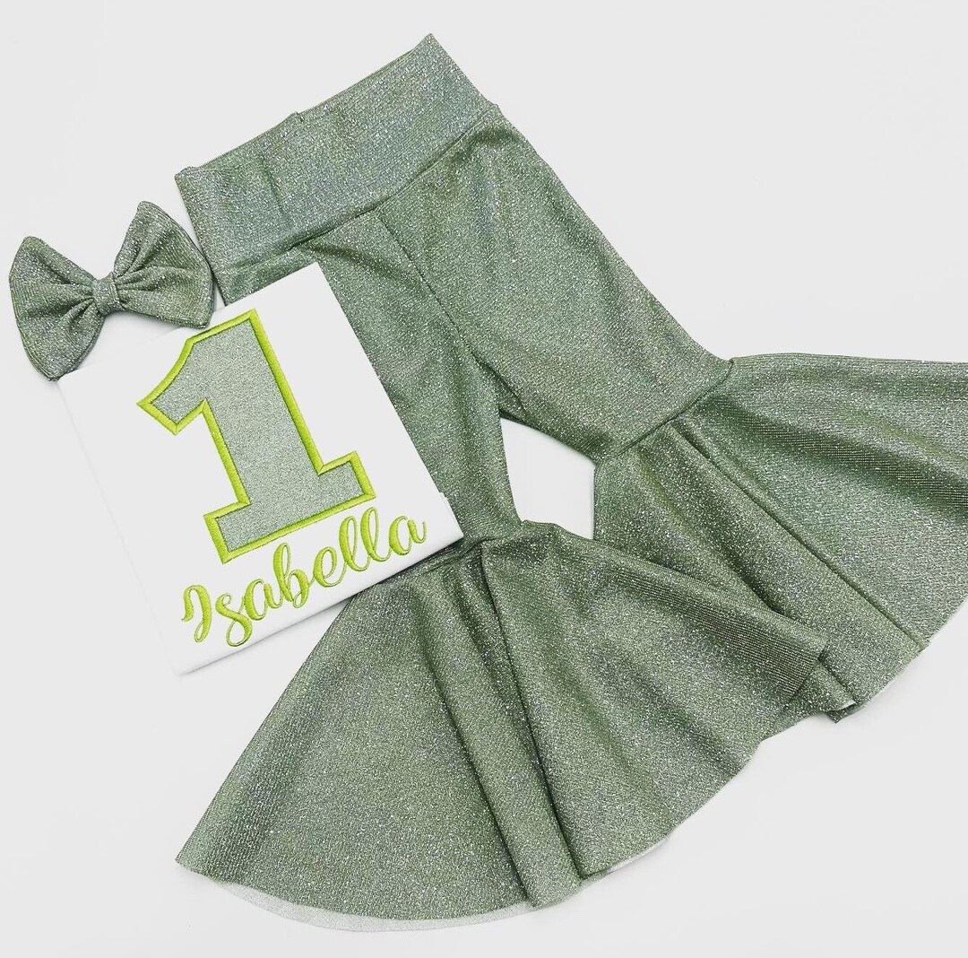 Girl's Birthday Bell Bottom Outfit Set / Girl's Birthday Number Shirt ...