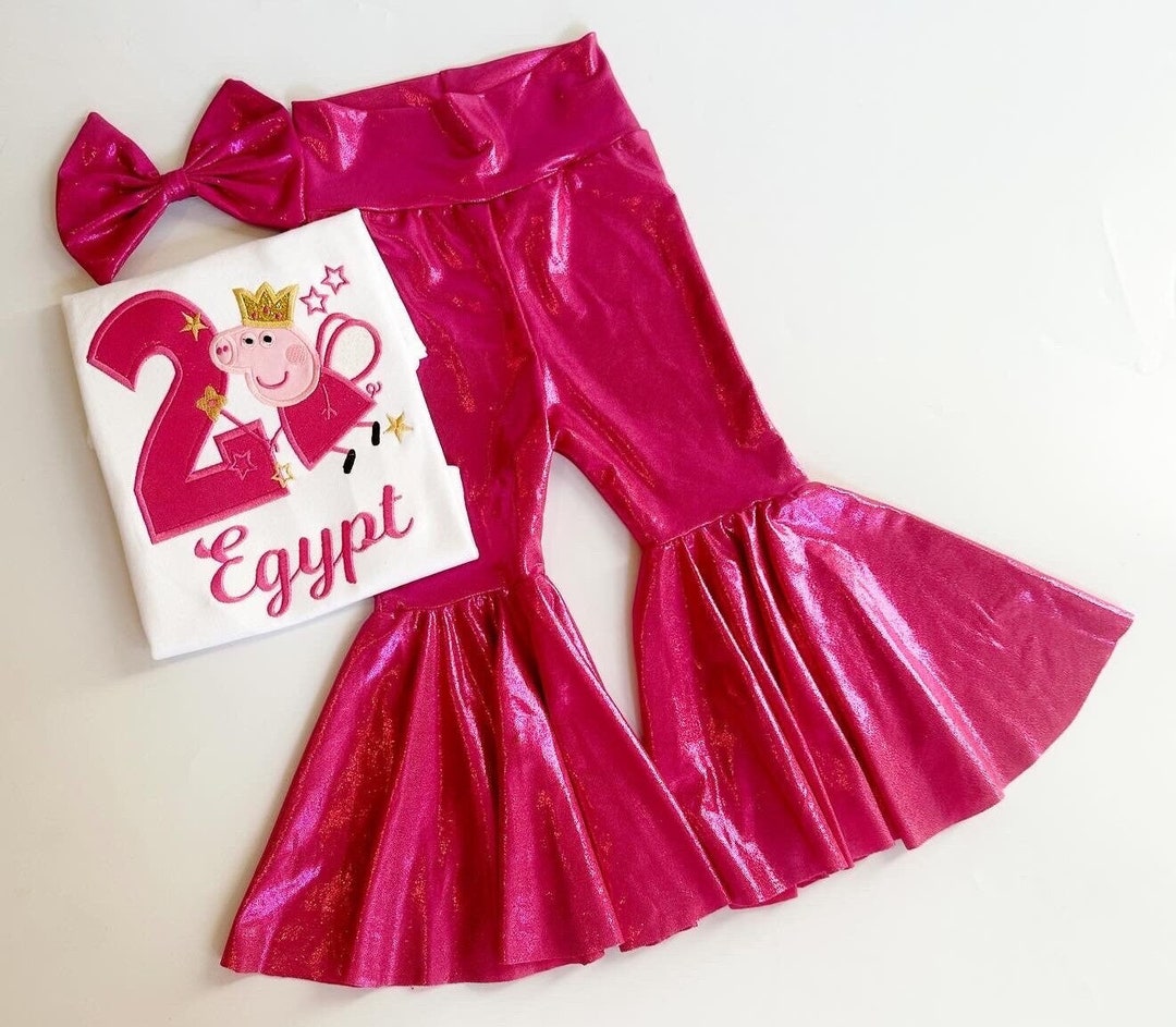 Girl's Birthday Bell Bottom Outfit Set / Girl's Birthday Number Shirt ...