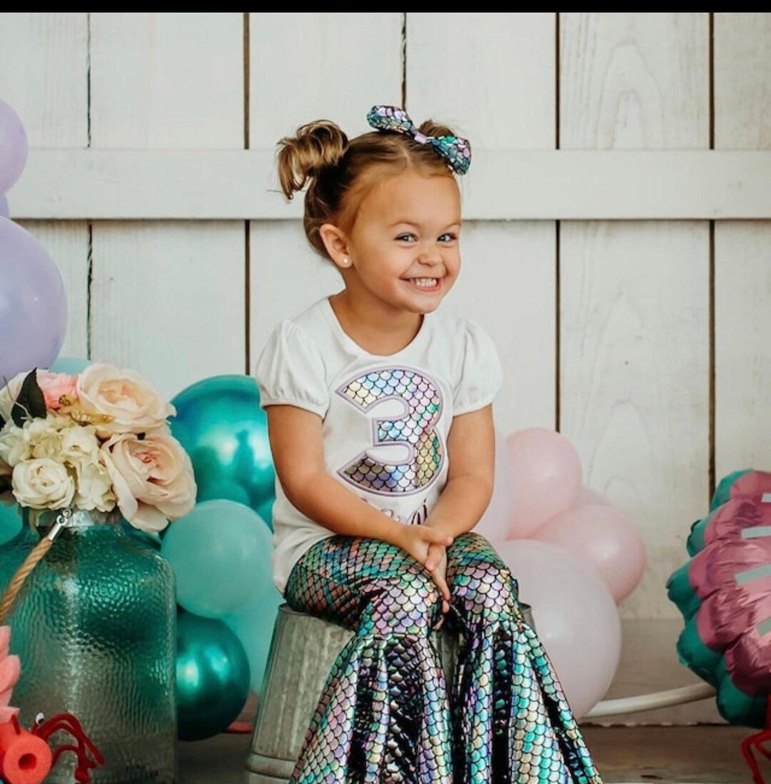 Mermaid Birthday Bell Bottom Outfit Set / Mermaid Birthday Number Shirt ...