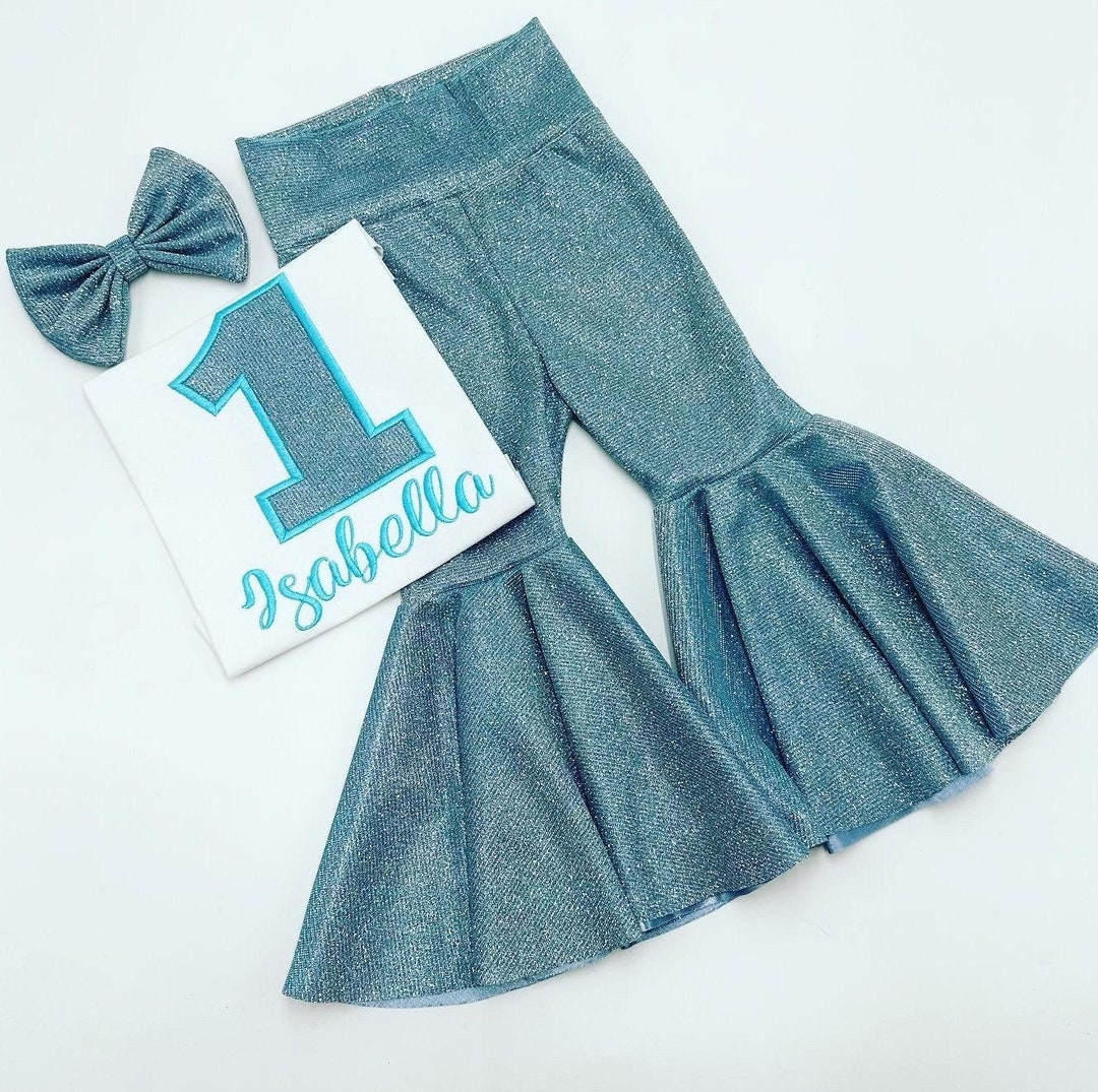 Girl's Birthday Bell Bottom Outfit Set / Girl's Birthday Number Shirt ...