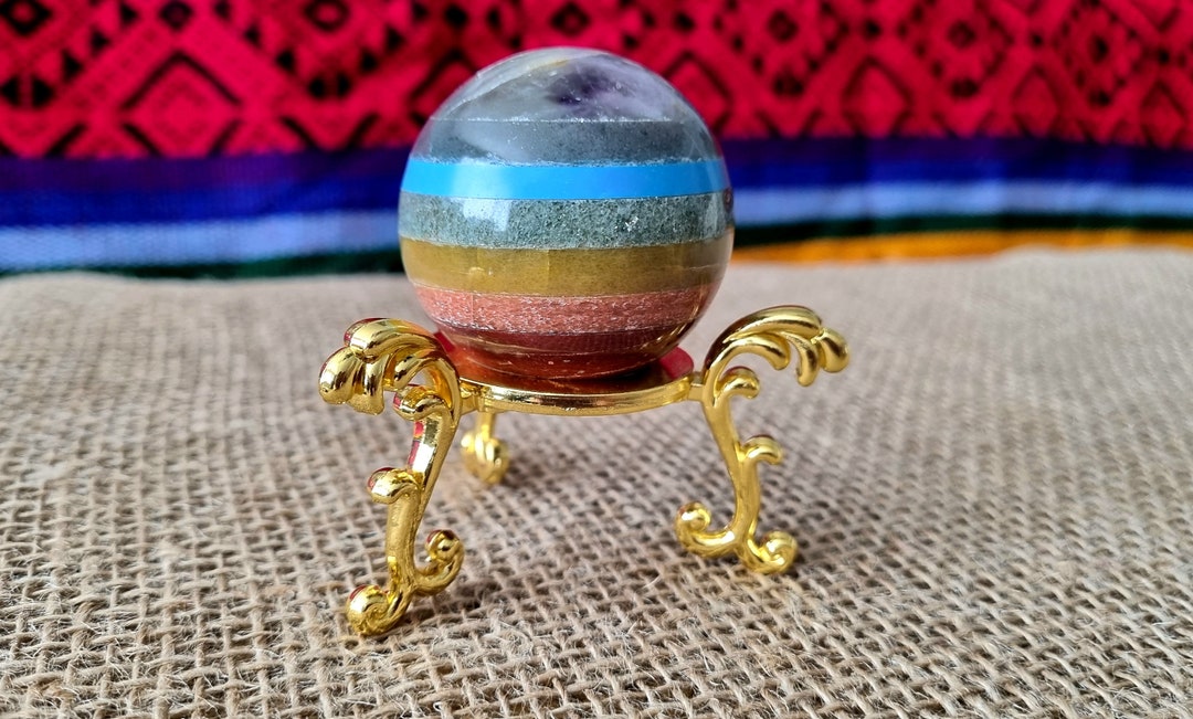 Seven Chakras Sphere With Stand 50MM - Etsy