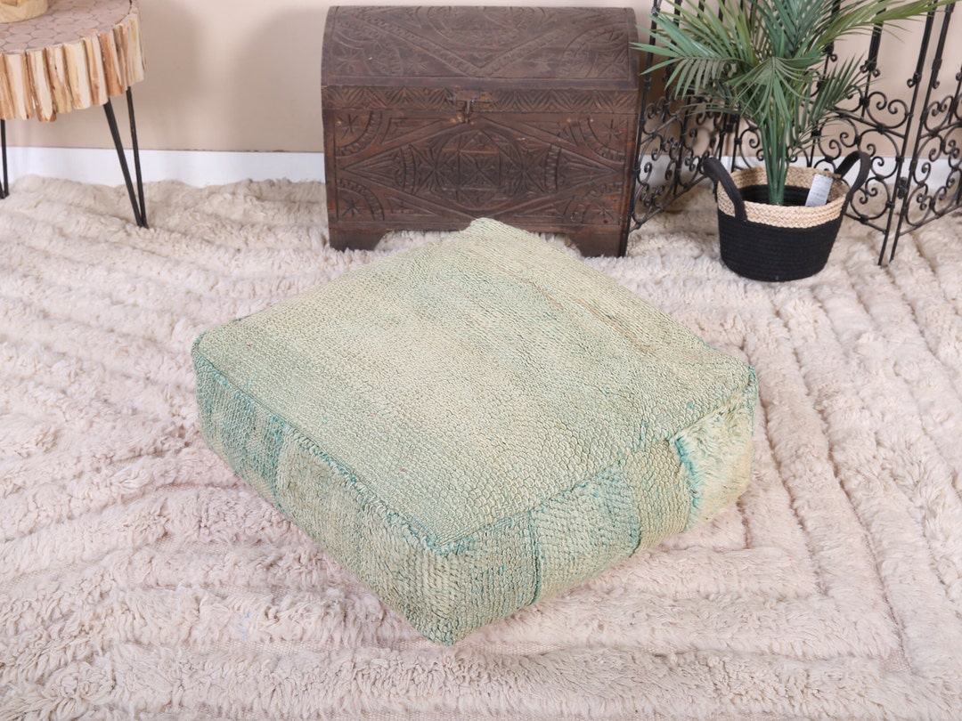 Vintage Moroccan Pouf Cover, Moroccan Kilim Pouf, Moroccan Floor ...