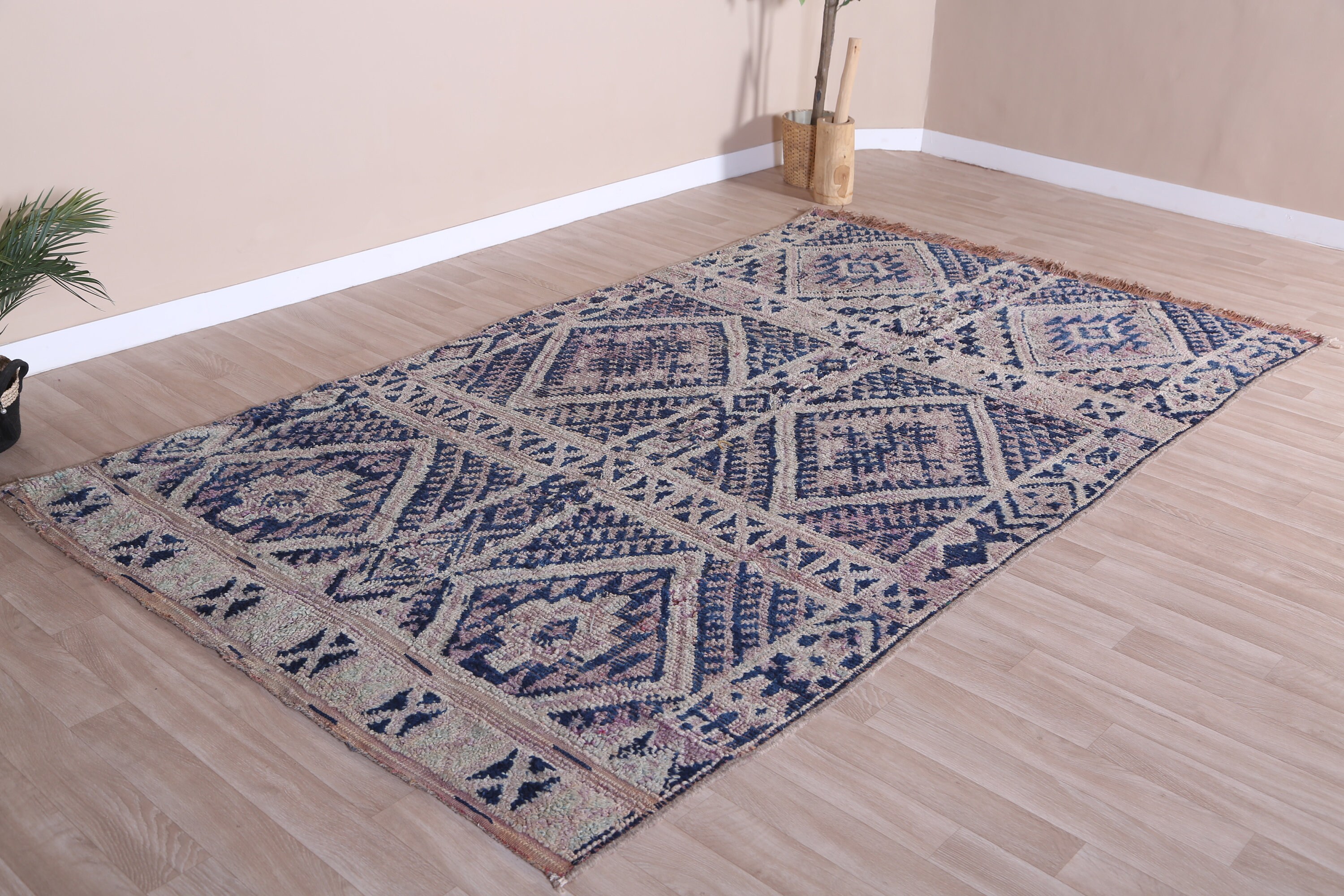 Vintage Boujaad Rug Purple Moroccan Rug 6x9 Ft - Etsy