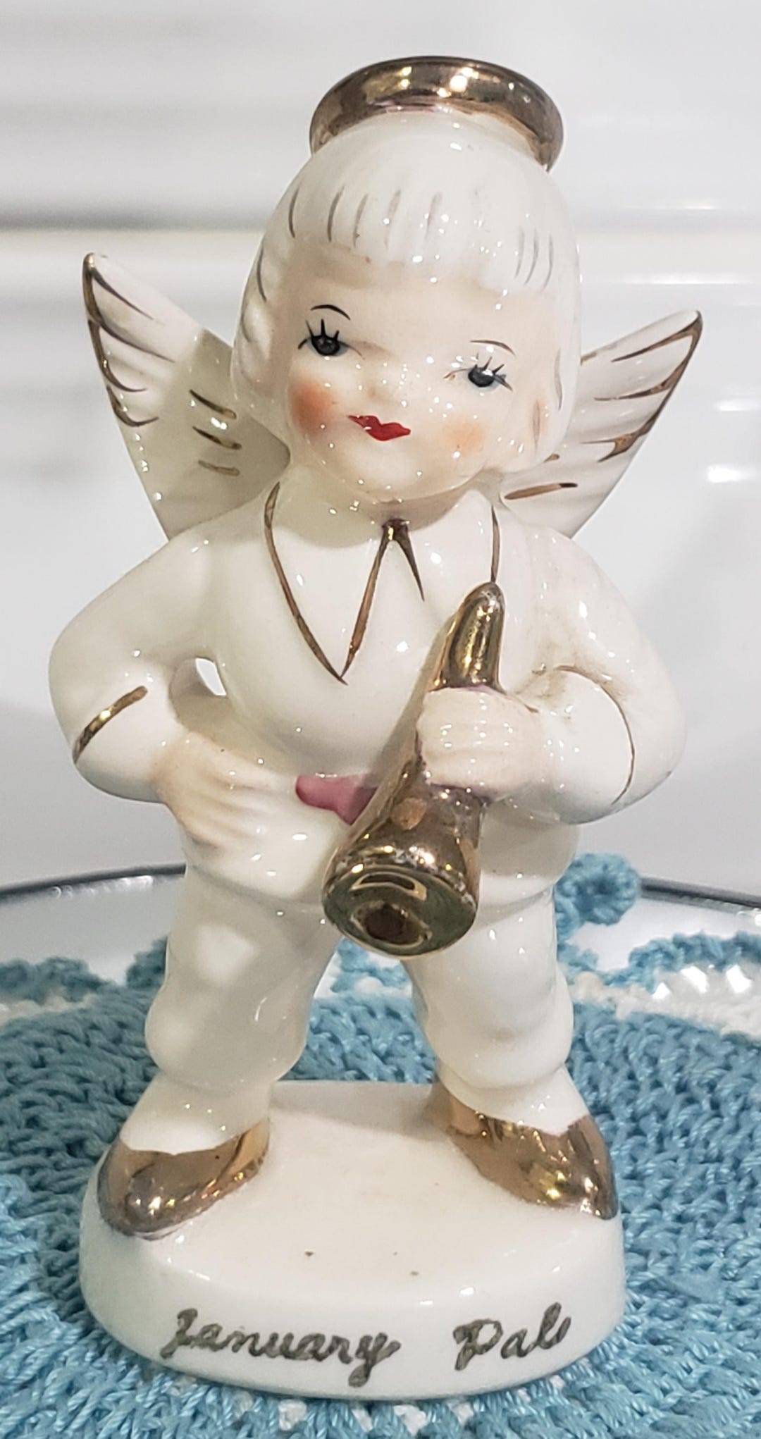 Vintage Napco January Angel Pal, New Years Angel, Boy Angel, January ...