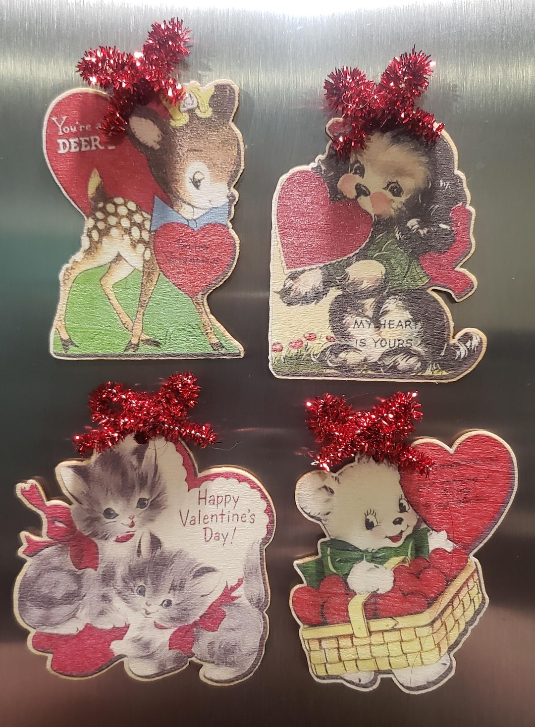 Vintage Inspired Wooden Valentine Magnets, Vintage Valentines ...