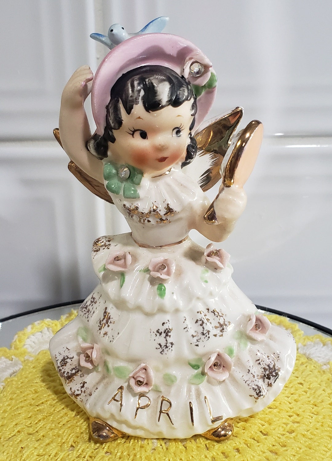 Rare Vintage Lefton April Angel, Angel of the Month, Birthday Angel ...