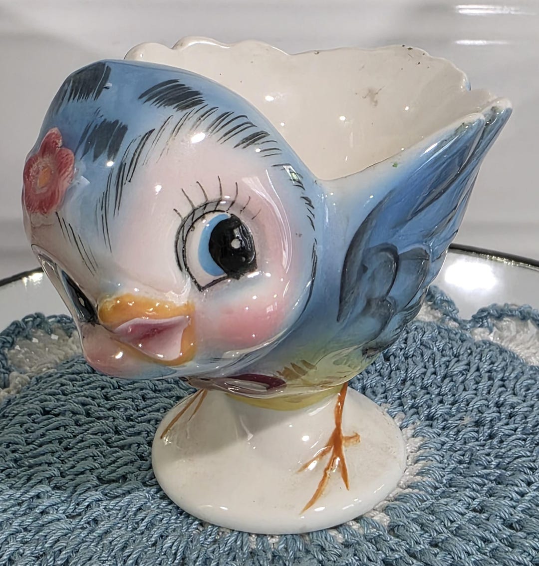 Vintage Lefton Bluebird Egg Cup, Mr and Mrs Bluebird, Lefton ...
