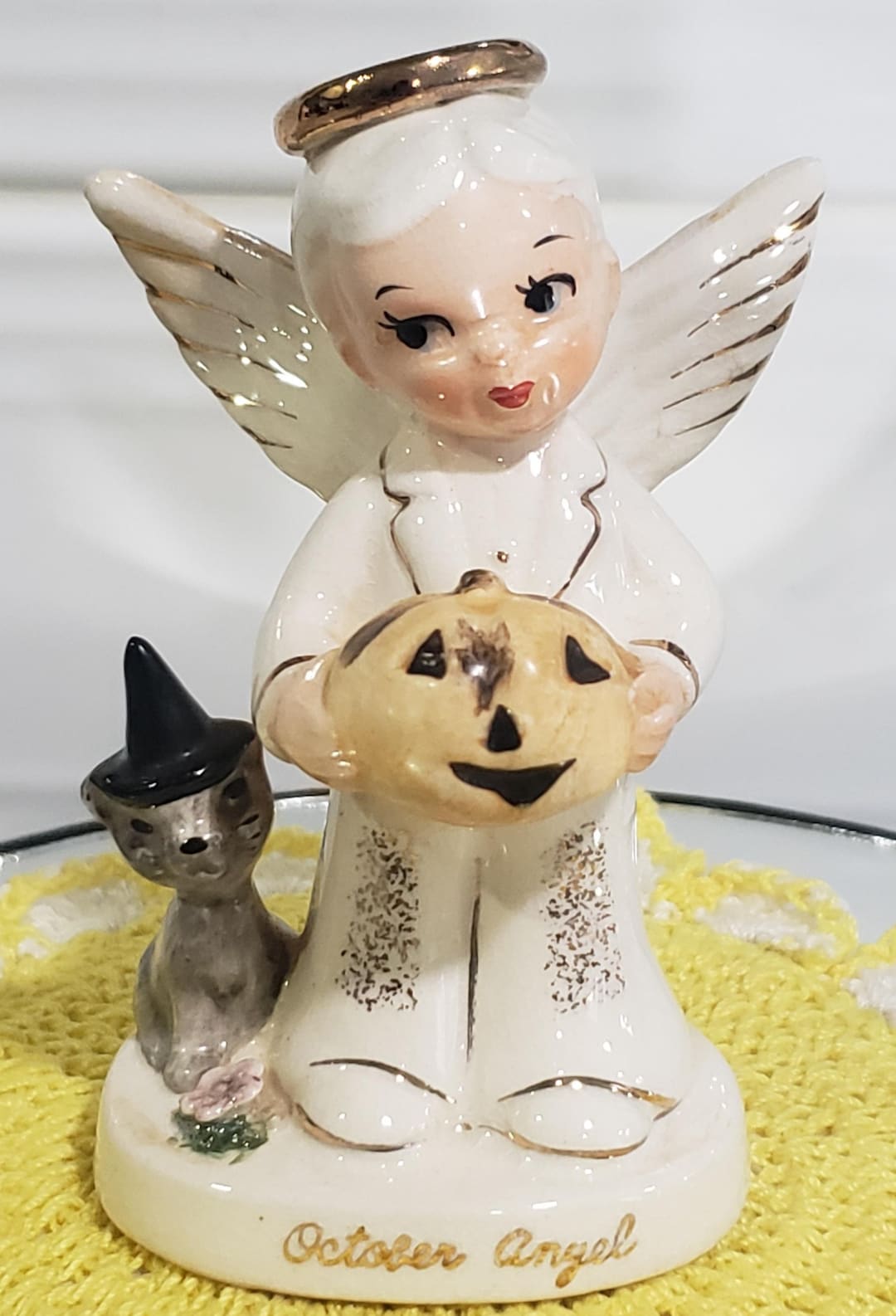 RARE Vintage HTF Napco October Boy Angel, Angel of the Month, Halloween ...