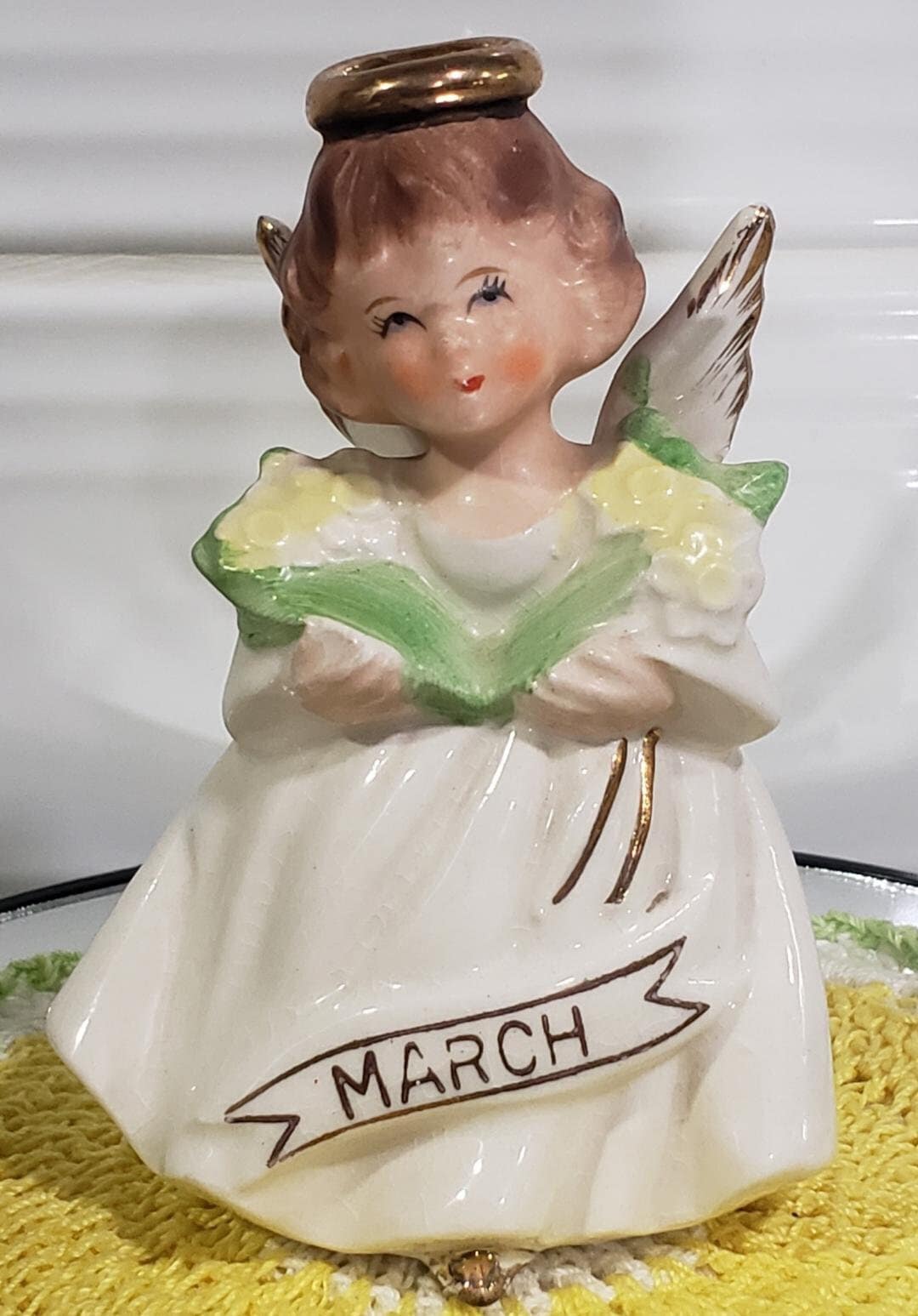 Vintage Enesco March Angel, Angel of the Month, Birthday Angel, March ...