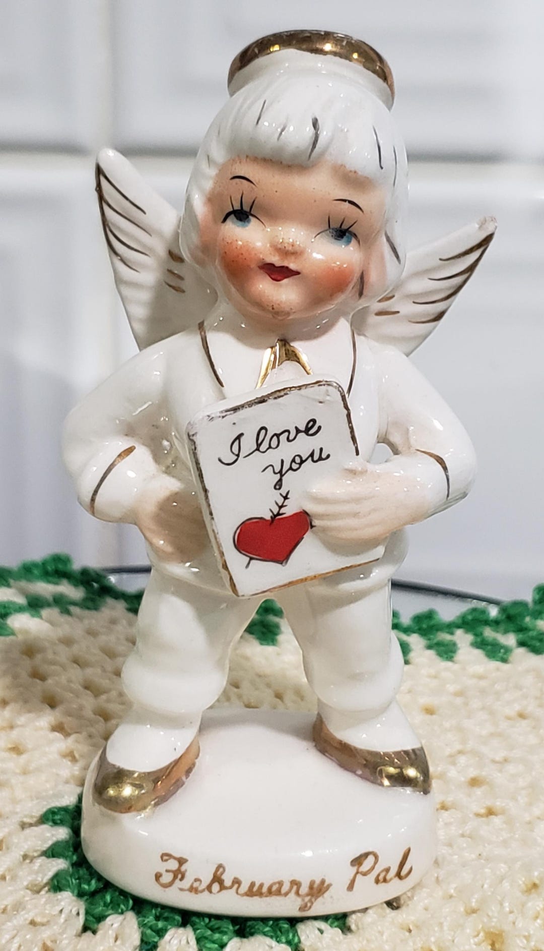 Vintage Hard to Find Napco February Boy Angel, Angel of the Month ...