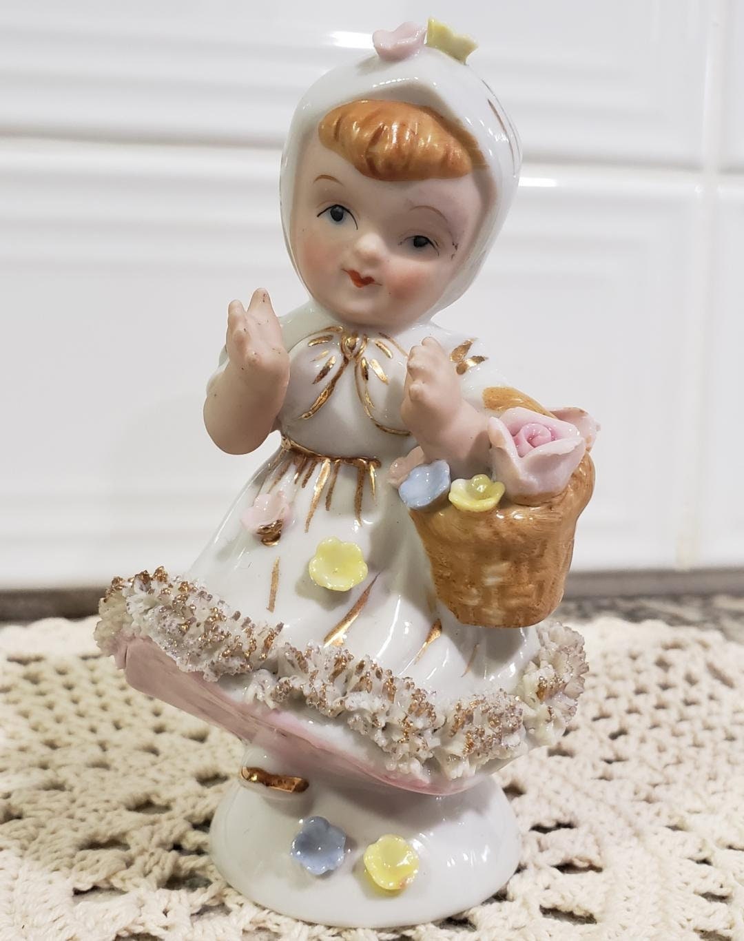 Vintage Girl, Girl Figurine, Spring Decor, Easter Decor, Vintage Decor ...