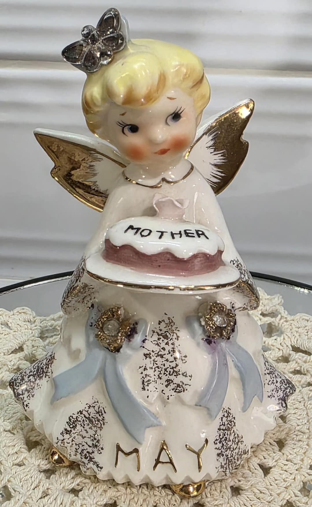 Vintage Lefton May Angel of the Month, Mother's Day Angel, Mother's Day ...