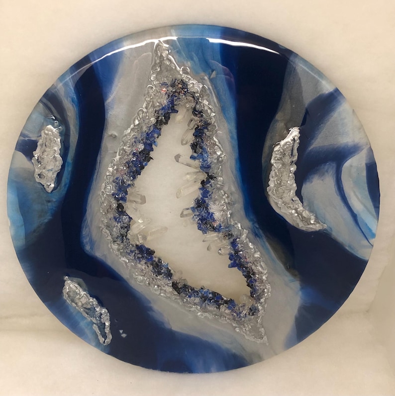 14” Round Resin Geode Pour Painting “sapphire” - Etsy