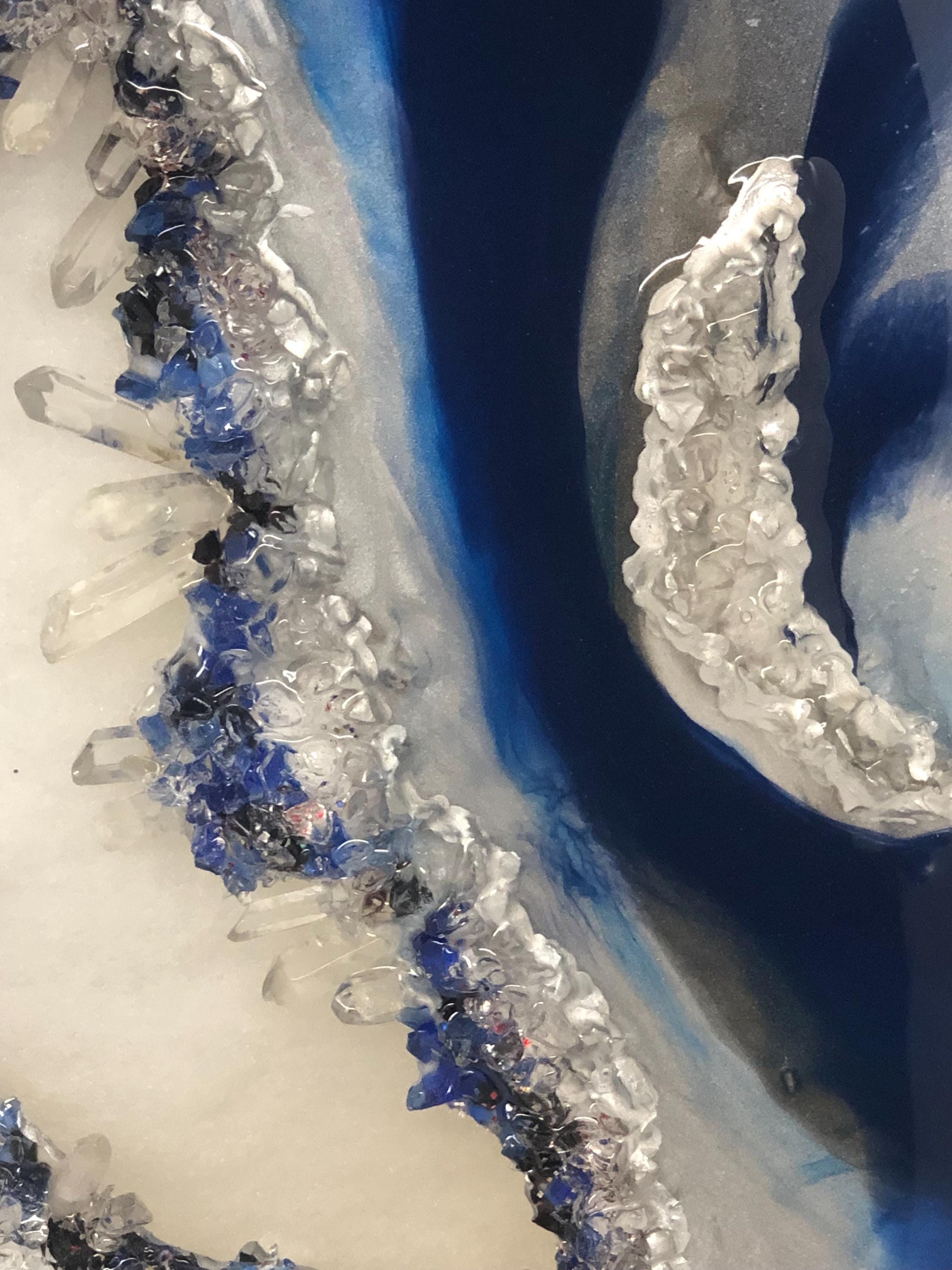 14” Round Resin Geode Pour Painting “sapphire” - Etsy