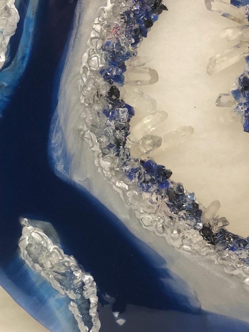 14” Round Resin Geode Pour Painting “sapphire” - Etsy