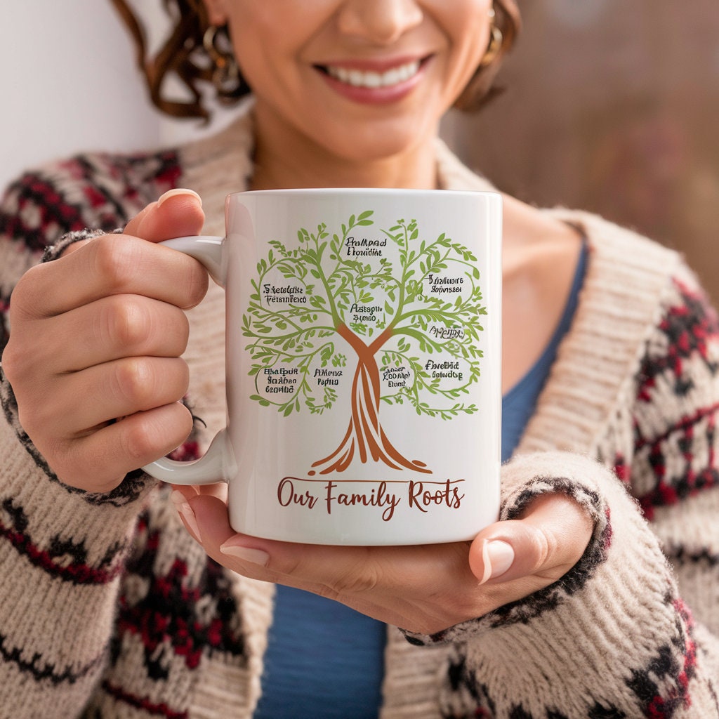 Personalized Family Tree Names Mug, Custom Names, Family Tree, Great ...
