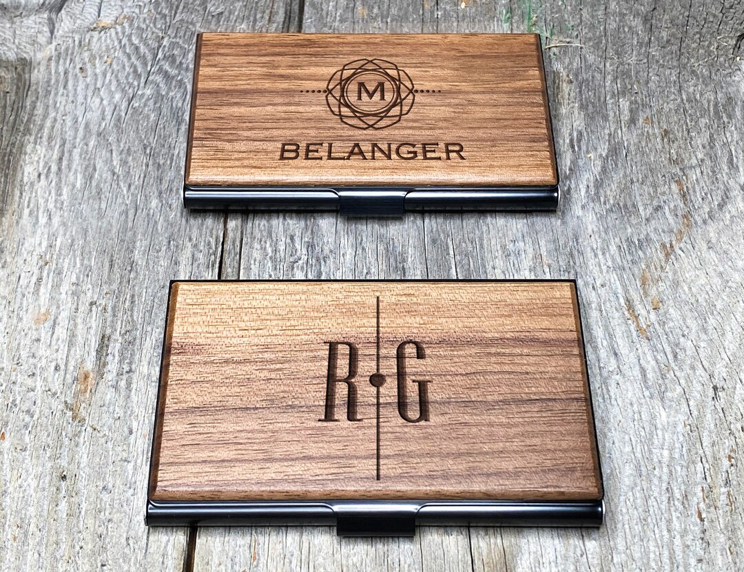 Personalized Walnut Business Card Holder: Engraved Corporate Gift - Etsy