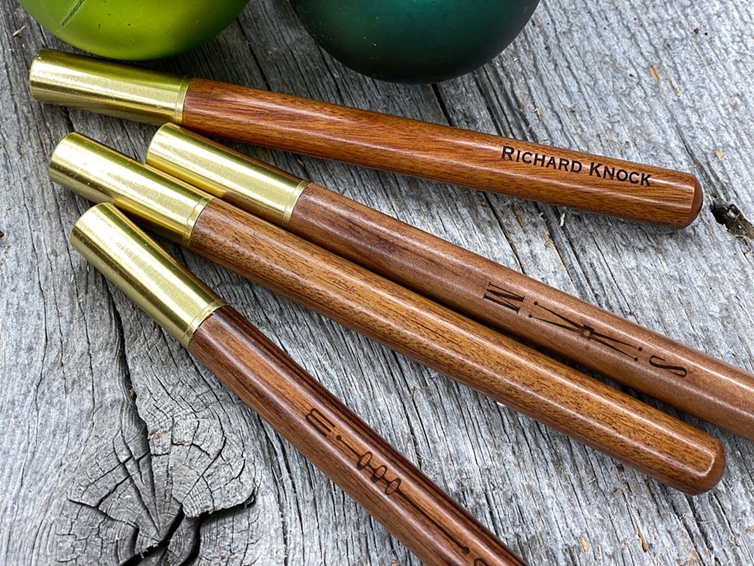 Personalized Wooden Rollerball Pen With Brass Cap - Etsy