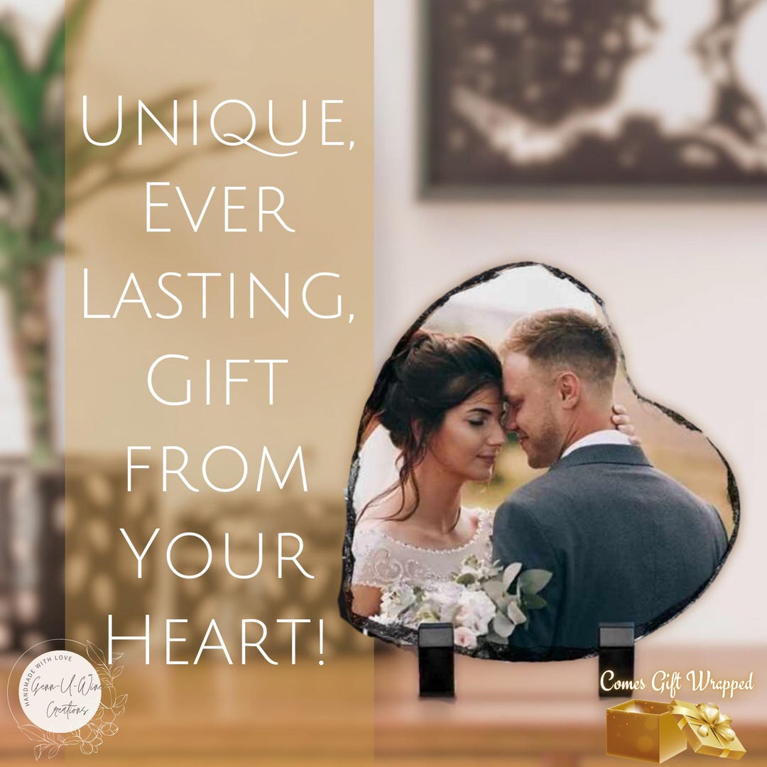 Photo Slate HEART Shape, Personalized Photo Gift, Slate Photo Heart ...