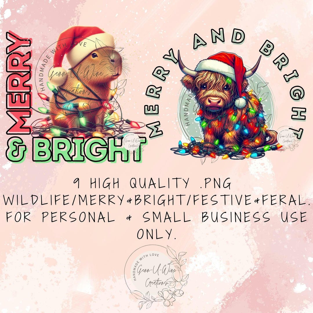 9 Cute Festive Feral Merry Bright Christmas Images - Highland Cow ...