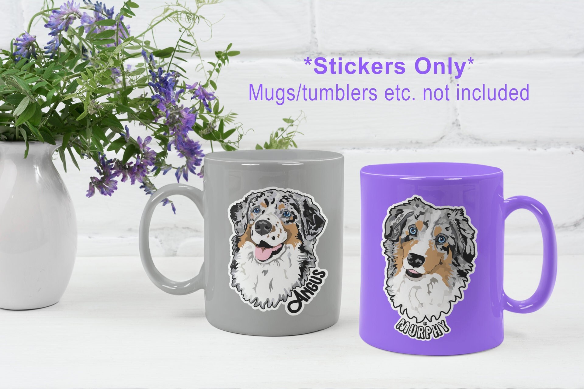 Blue Merle Australian Shepard Sticker, Realistic Australian Shepard ...