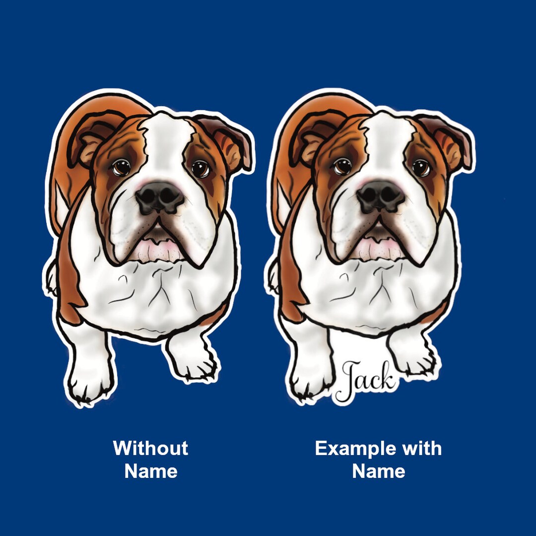 Realistic Cartoon Personalized Bulldog Sticker, Bulldog Decal, Phone ...