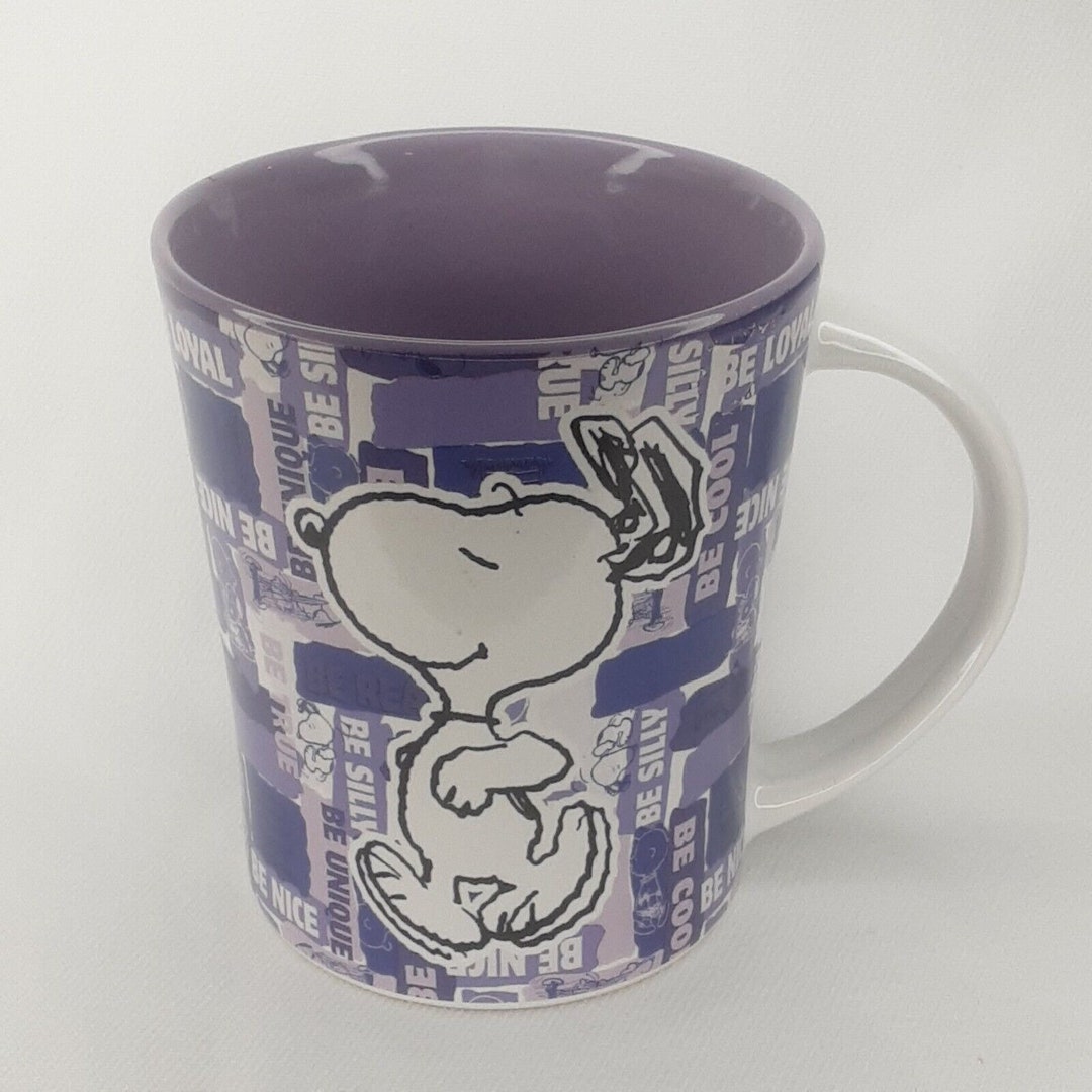 Peanuts Mug Snoopy Purple Tile Gibson Stoneware 15 Ounces Unused - Etsy