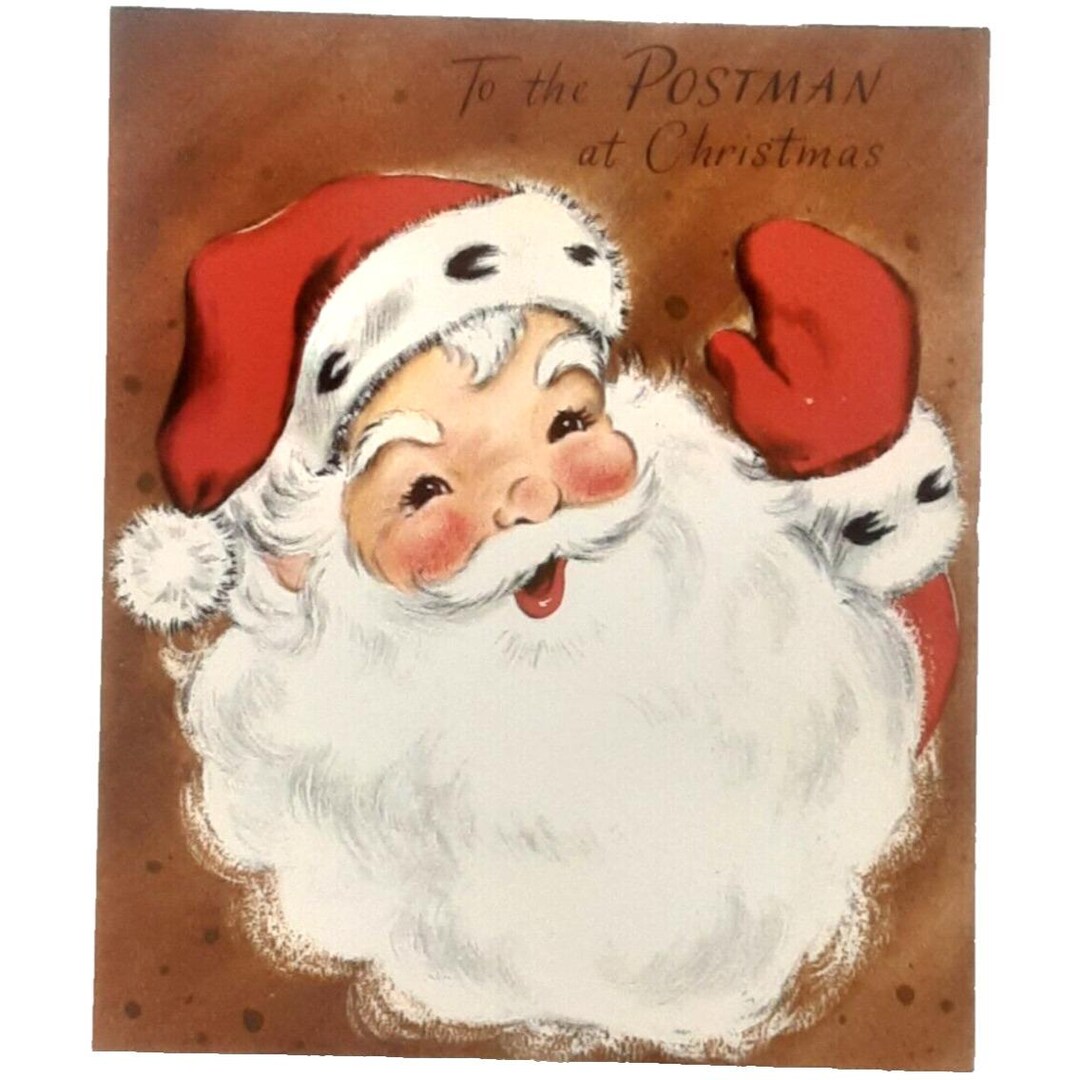 Christmas Card Hallmark Card Santa Claus to the Postman 1940s Holiday ...