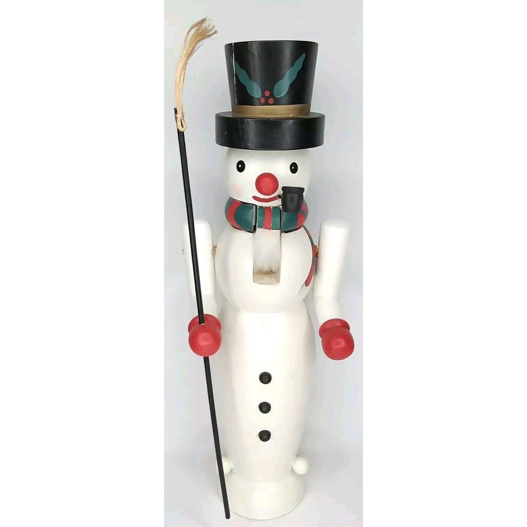 Christmas Nutcracker Frosty the Snowman White & Black Wood 1980s ...