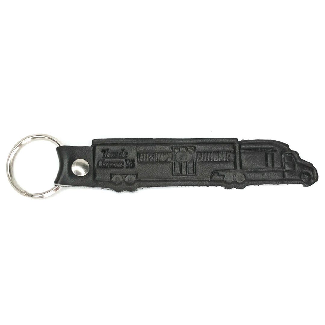 Vintage Tour De Chrome Semi Truck Key Fob - 1993 Black Leather Keychain ...
