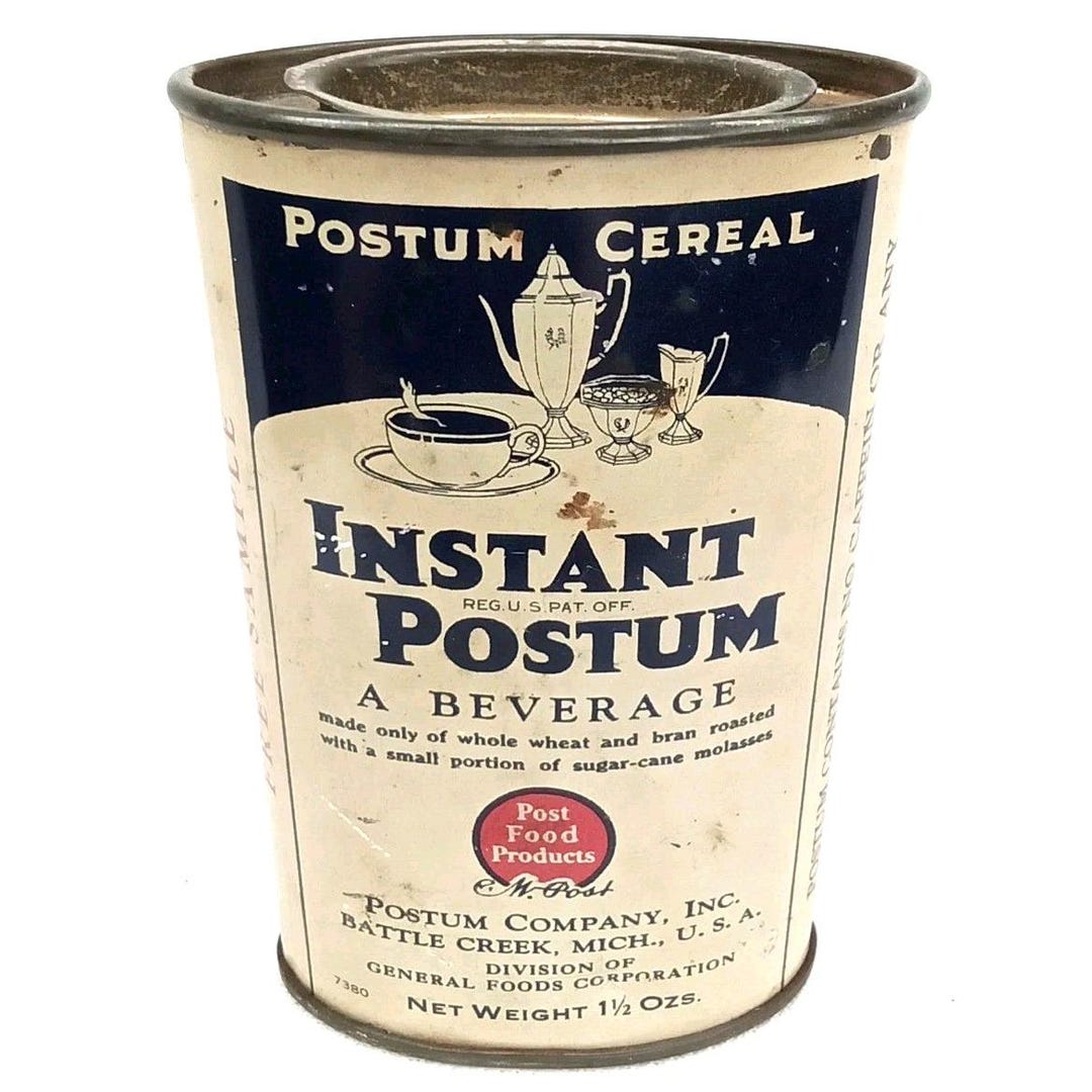 WWII Era Canned Goods Instant Postum Original Tin & Lid Battle Creek MI ...