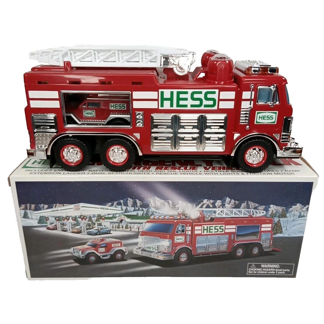 Vintage Diecast Model Emergency Truck With Rescue Vehicle Amerada Hess ...