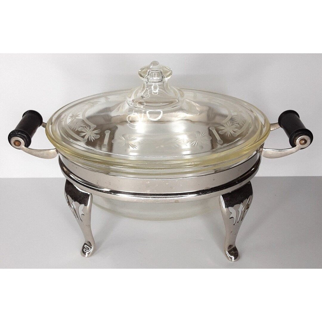 Pyrex Glass Casserole Etched Oval Casserole With Lid & Carrier Antique ...