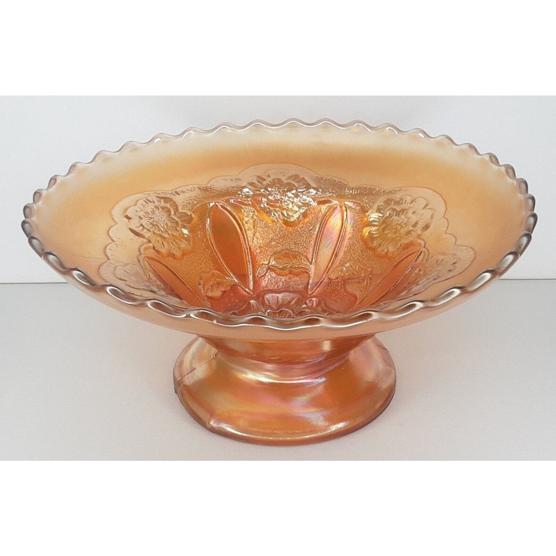 Dugan Glass Double Stem Rose Marigold Deep Ice Cream Bowl - Etsy