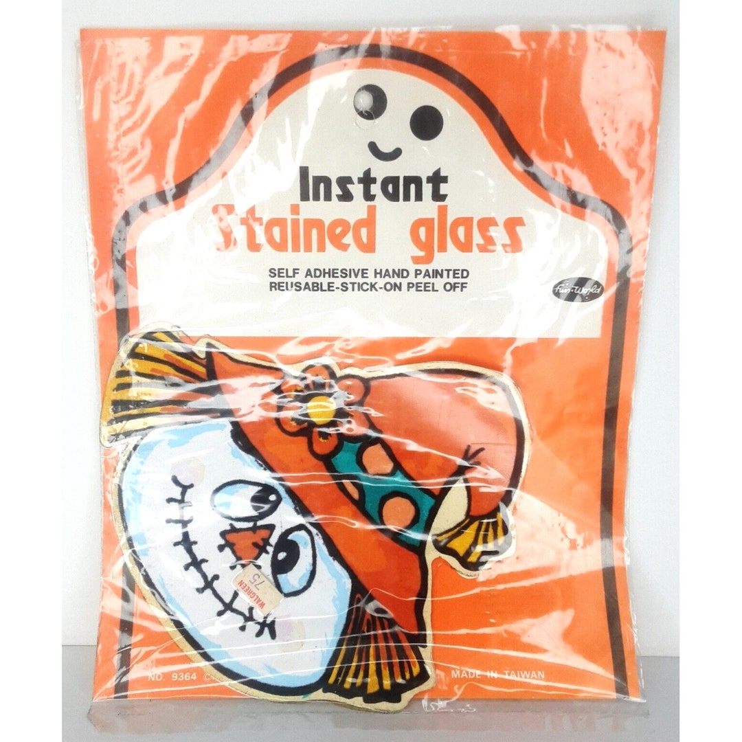 Halloween Scarecrow Instant Stained Glass Sticker Fun World Cute Spooky ...