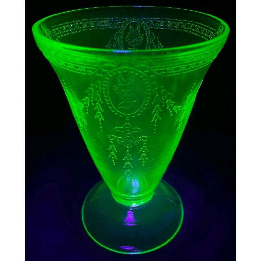 Rose Cameo Green Uranium Glass Tumbler, Belmont 1930s - Etsy
