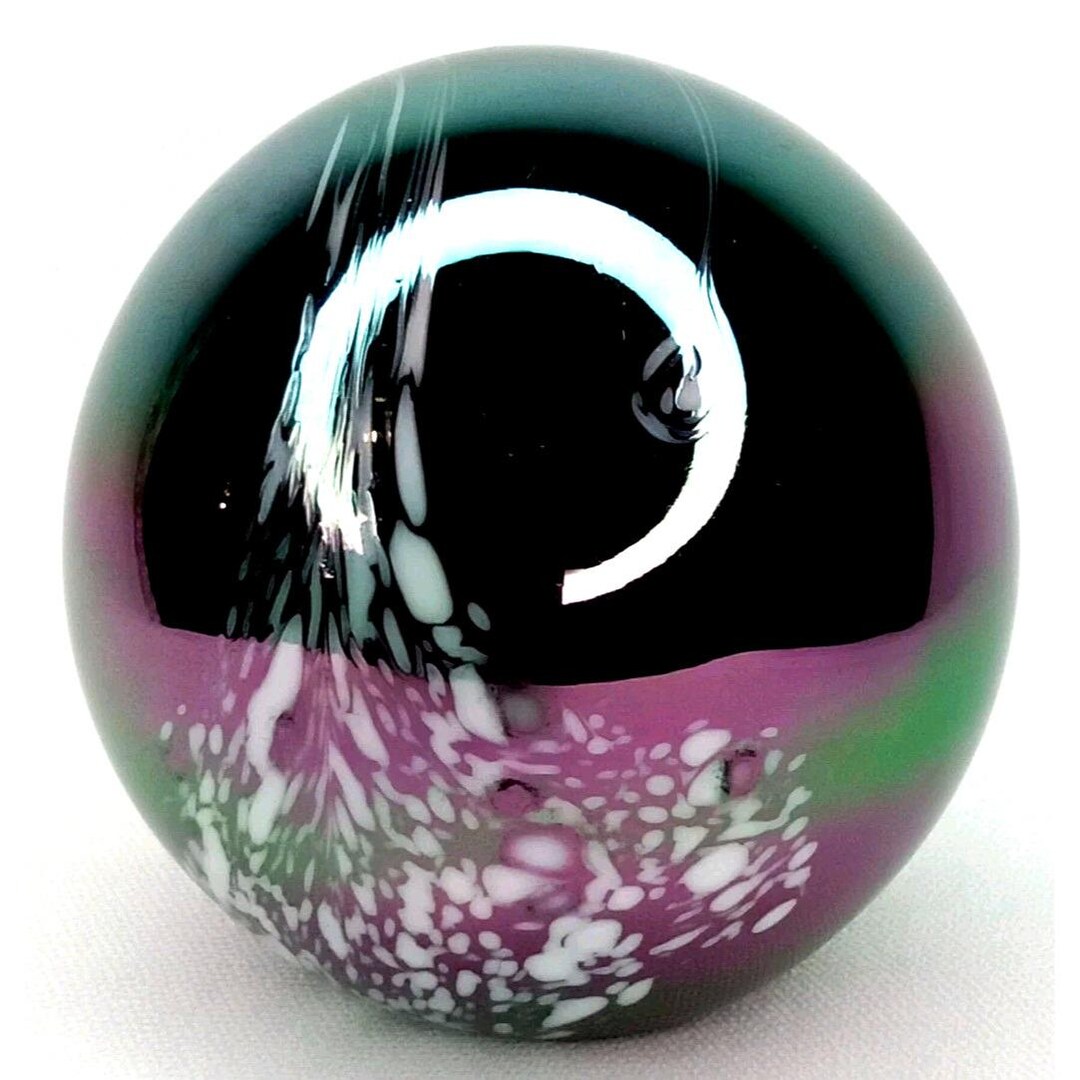 Vintage Paperweight Balos Art Glass Iridescent Purple Volcanic Ash ...