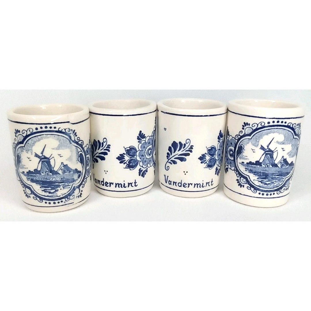 Mid Century Modern Delft Shot Glasses - Set of 4 - Made in Holland - Etsy