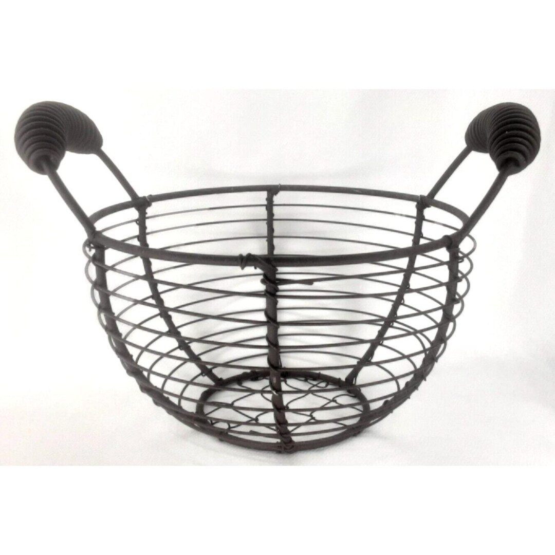 Metal Wire Basket Spiral Coil Handles Farmhouse Chic Home Decor - Etsy