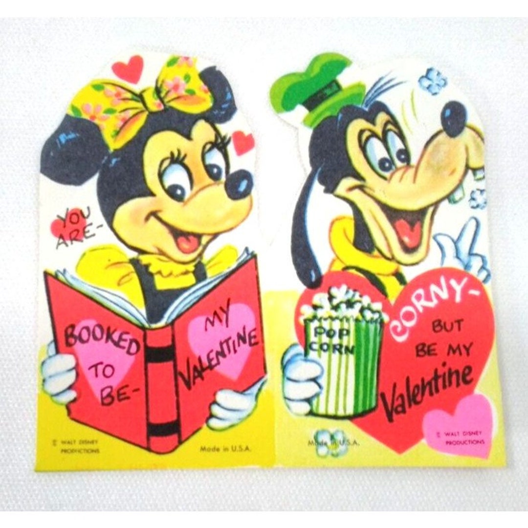 Valentine Card Walt Disney Minny Mouse Goofy Booked to Be My Valentine ...