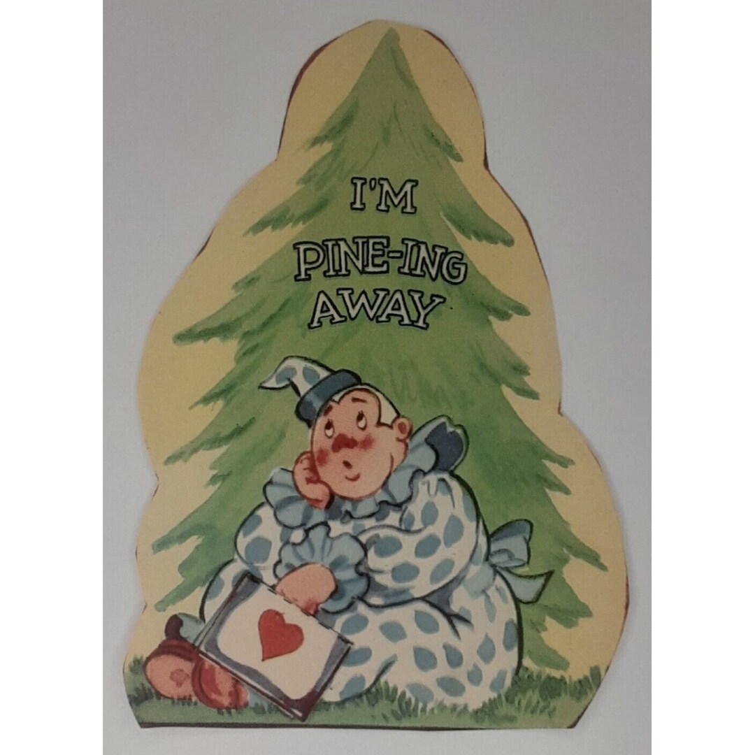 Valentine Card Sad Clown Pine Trees Pine-ing Away 1930s Romantic ...
