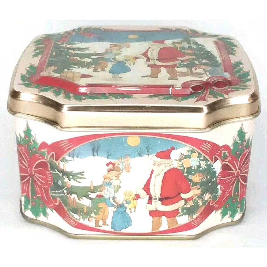 Christmas Santa Claus Tin Box Company Retro Modern Holiday Decor - Etsy