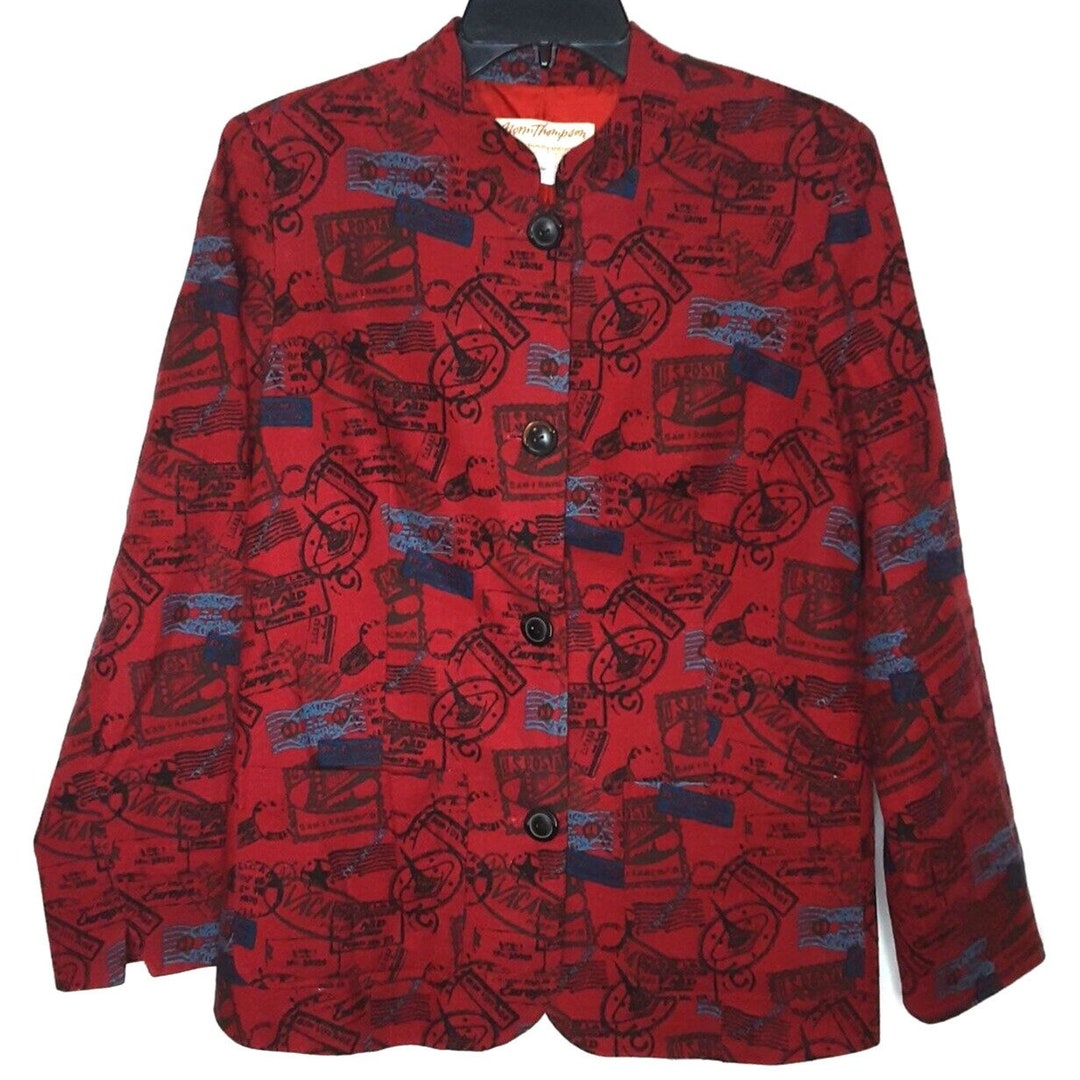 Norm Thompson Jacket Coat Vintage Red and Black Womens Size Medium - Etsy
